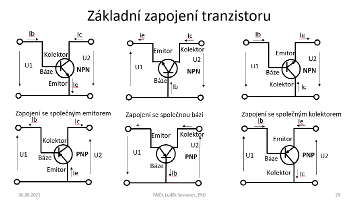 Základní zapojení tranzistoru :: Elektronika pro 3. ročník SPŠEI